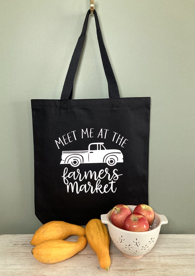 Farmers Market Canvas Tote Bag in Cream or Black. Sturdy, Reusable, 100 ...