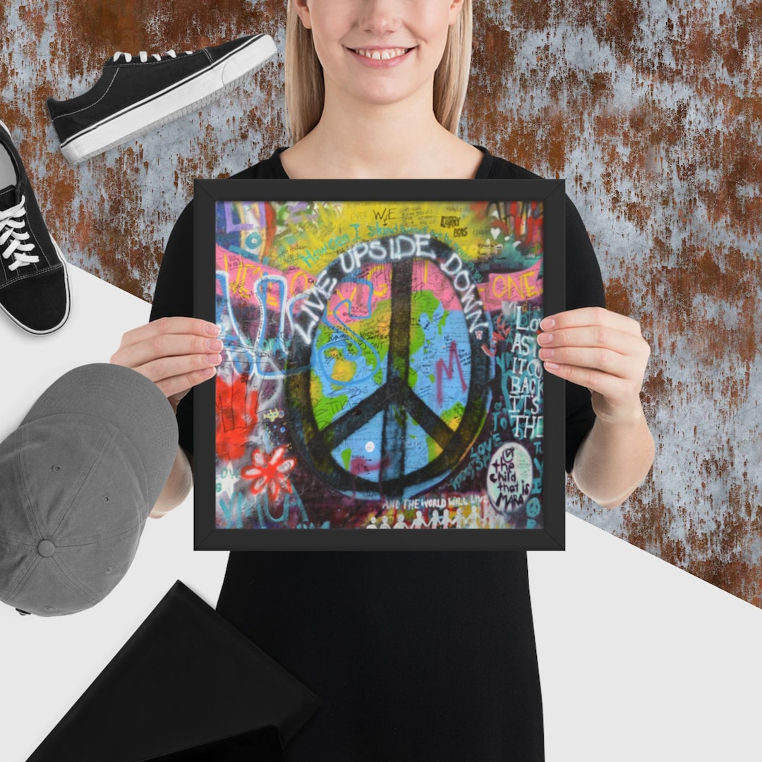 Street Art Framed, Graffiti Wall Art, Peace Sign Art, Spray Paint Art ...