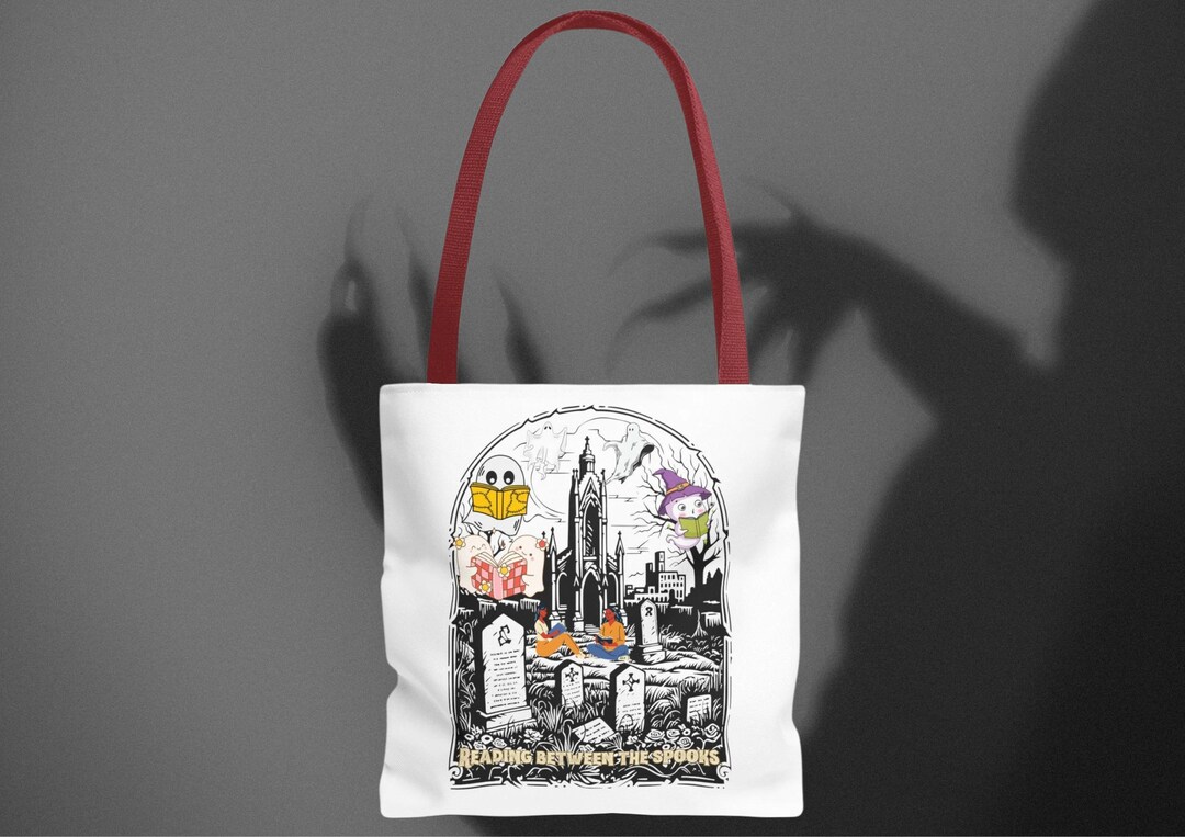 Bookish Halloween Tote Bag, Ghost Book Bag, Trick or Treat Tote Bag ...