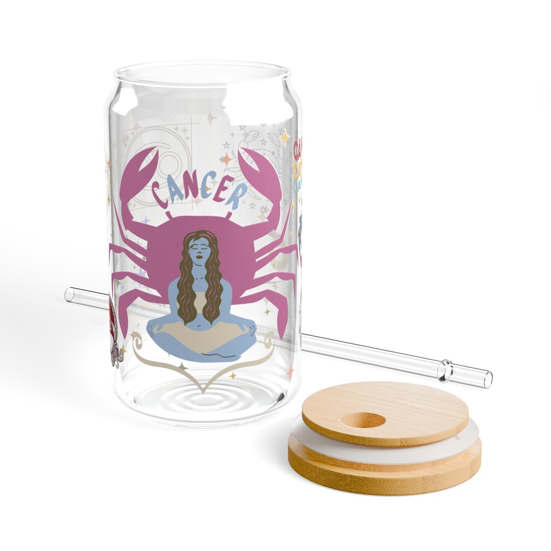 Cancer Glass Tumbler, Zodiac-inspired Drinkware, Celestial Cancer ...
