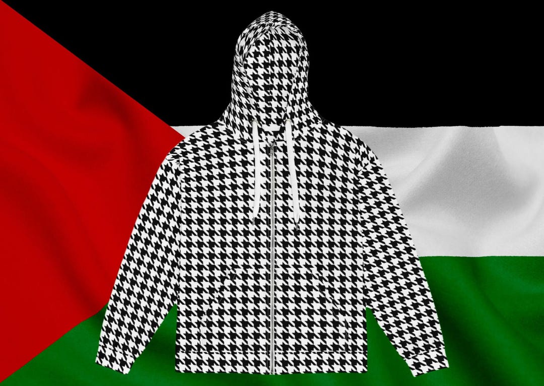 Keffiyeh Zip up Hoodie, Palestinian Pattern Sweatshirt, Keffiyeh Print ...
