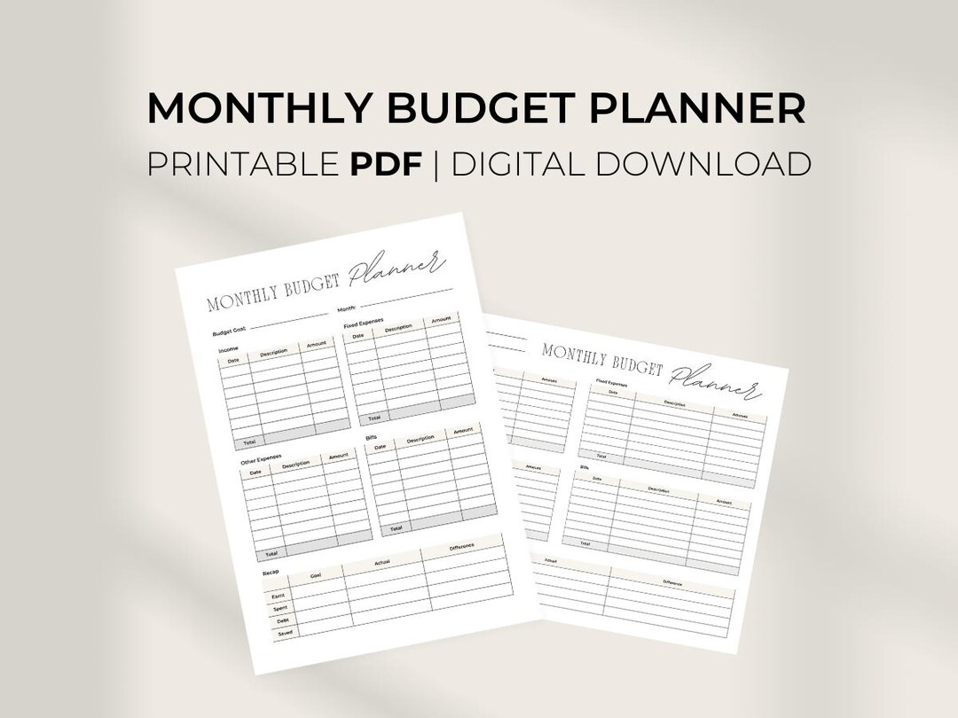 Monthly Budget Planner | Printable PDF and PNG | A4 Vertical ...