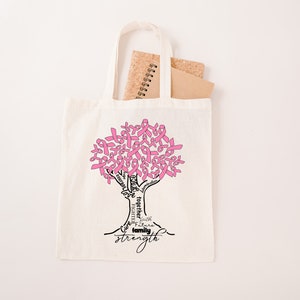 Pink Ribbon Tree Tote Bag, Breast Cancer Gift Shoulder Bags, Cancer ...