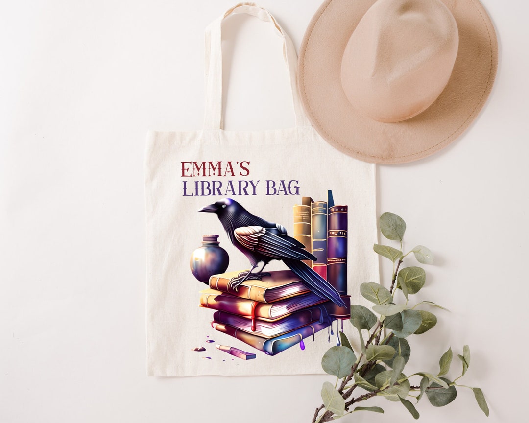 Personalized Library Tote Bag, Custom Book Lover Gift Shoulder Bag ...