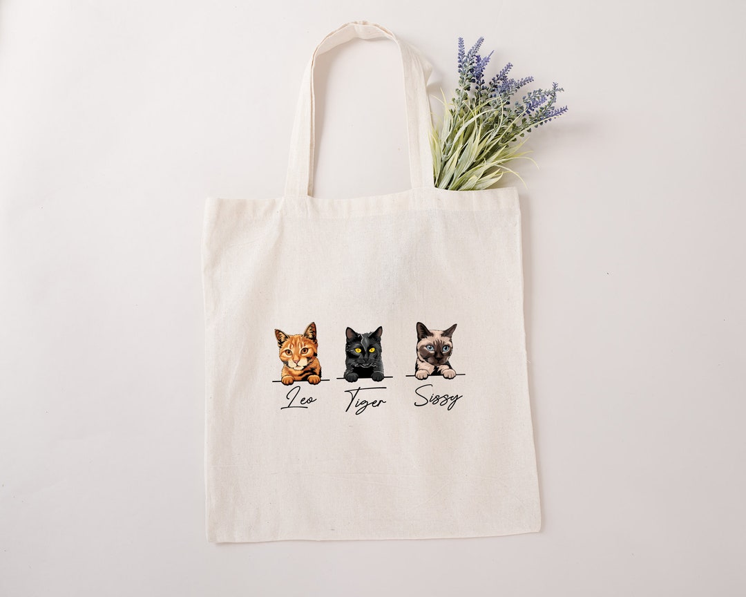 Custom Cat Tote Bag, Cats Mom Gift Totes, Personalized Kitten Species ...