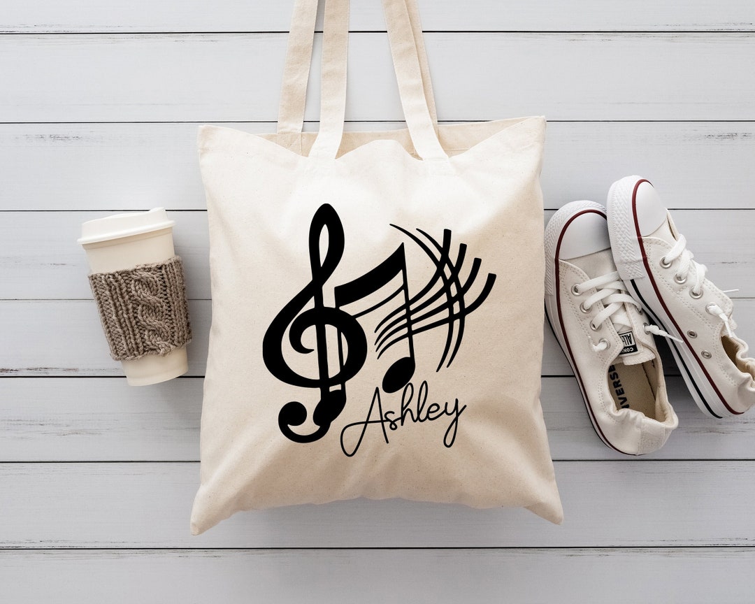 Custom Name Music Tote Bag, Personalized Gift Shoulder Bags, Funny ...