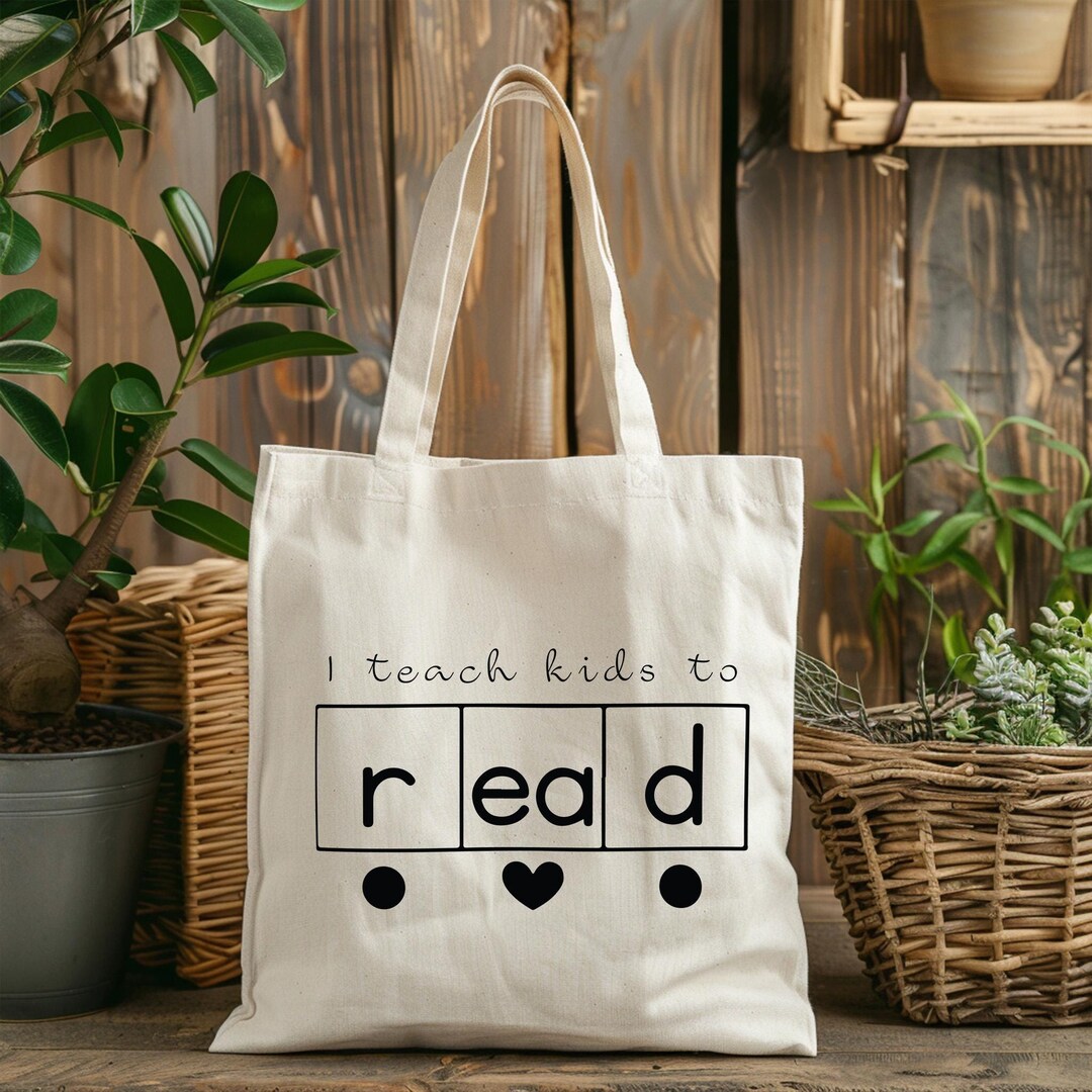 I Teach Kids to Read Tote Bag, Reading Teacher Gift Tote, Cute Reading ...