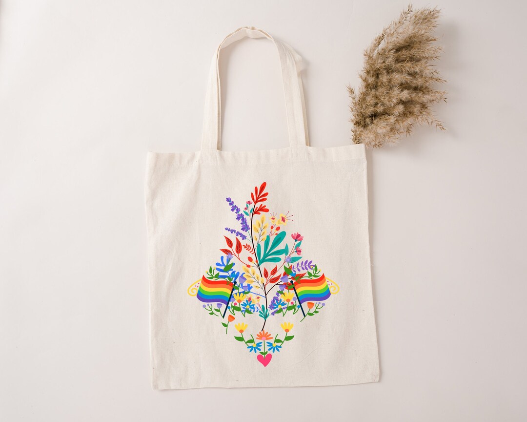 Cute Wildflowers Tote Bag LGBTQ Gift Shoulder Bags Pride Gay - Etsy