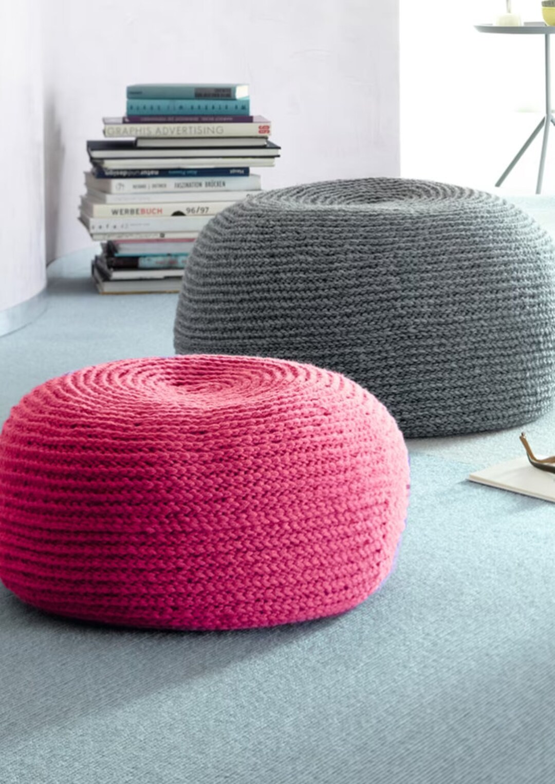 Crochet Pouf Bean Bag Pattern - Digital Download, Crochet Pouf Poof ...