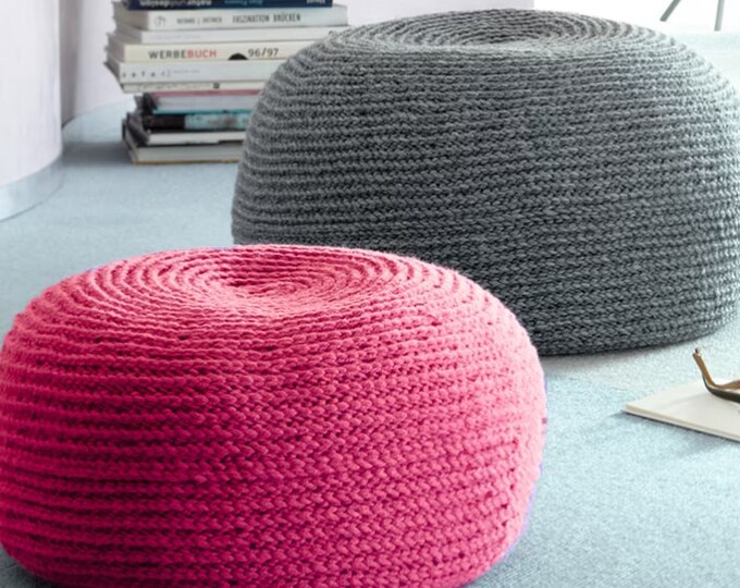 CROCHET PATTERN DIY Tutorial Large Crochet Pouf Poof, Ottoman ...