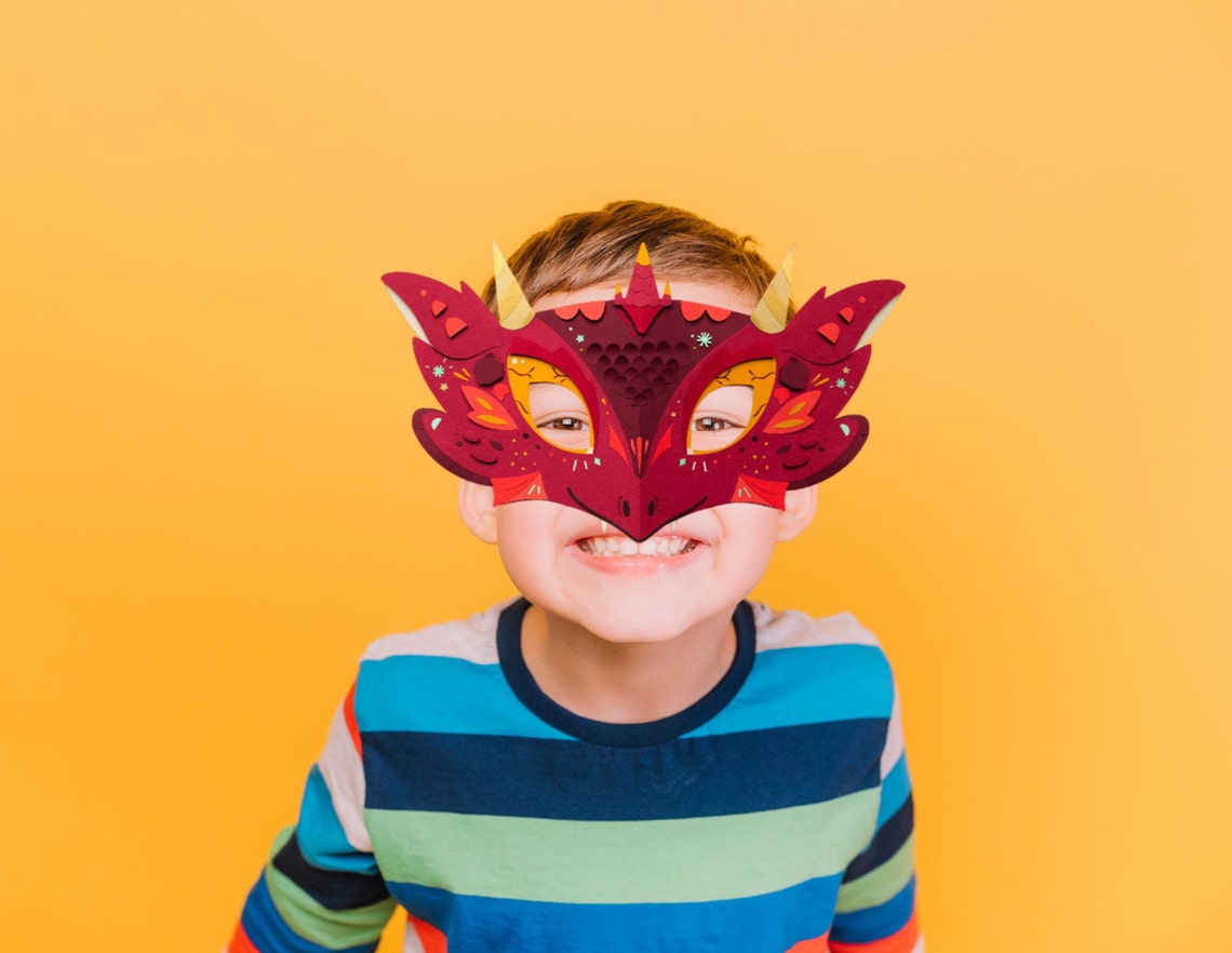 Papercraft Dragon Mask Template DIY Digital Pattern for Halloween ...