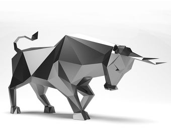 Red Bull Papercraft Template, Abstract Low Poly 3D Origami, Home Decor ...