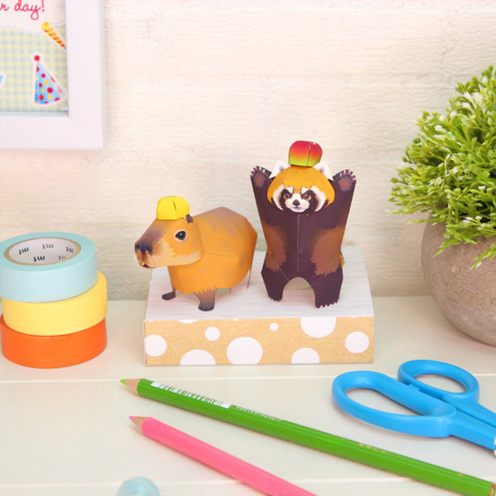 Papercraft Capybara and Red Panda Bundle: DIY Animal Digital Patterns ...