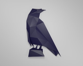 Raven Papercraft, Raven, SVG, PDF Template, Paper Statue, Crow 3D Low ...