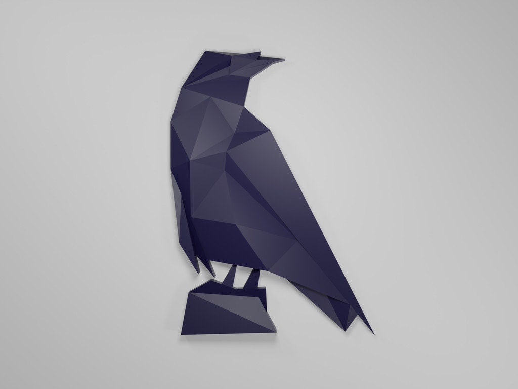 Papercraft Desk Raven Crow Paper 3D Template - Etsy
