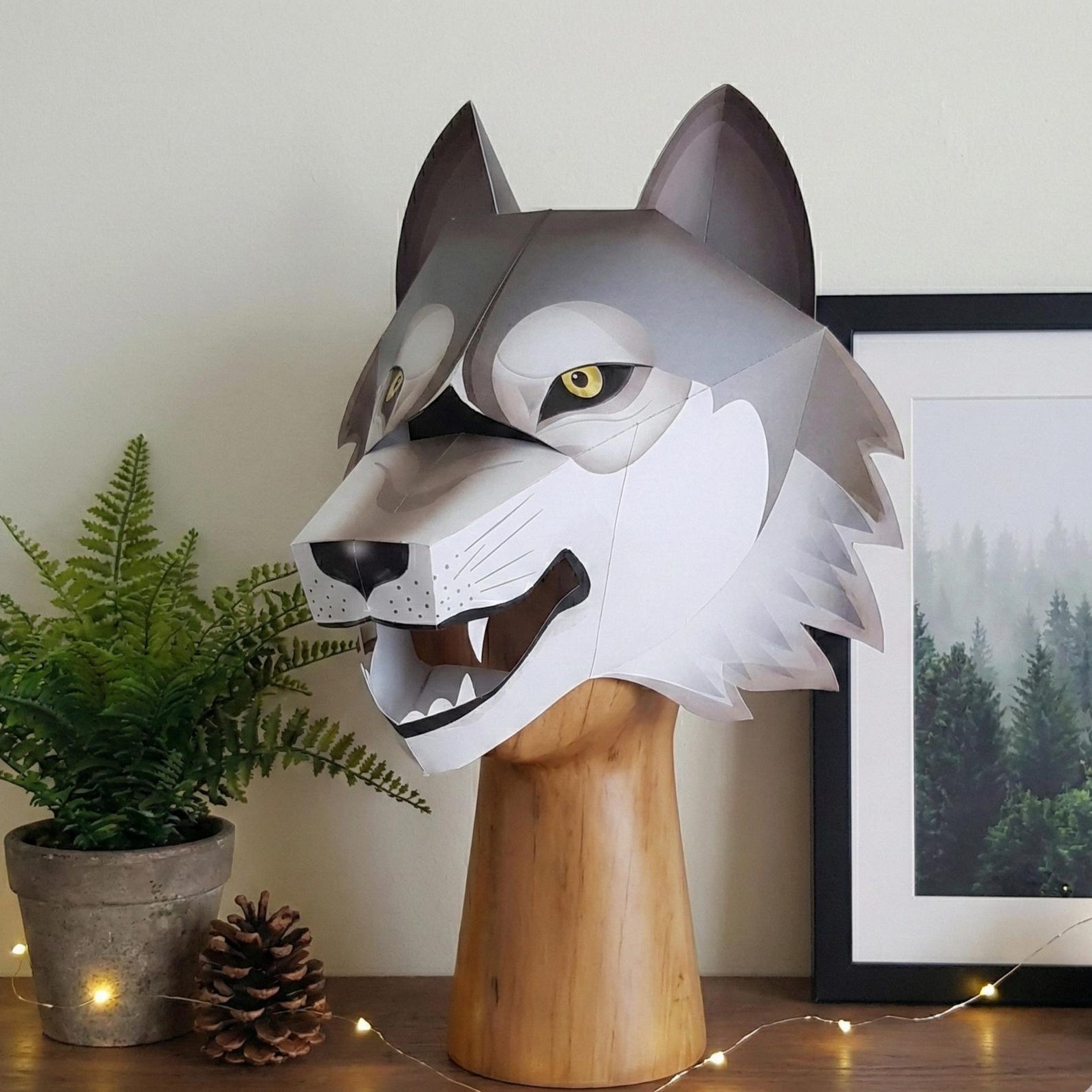 DIY Papercraft Wolf Mask 3D Template - Printable PDF - Etsy
