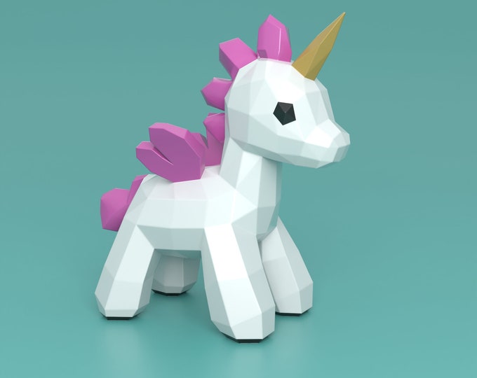 Unicorn 3D Papercraft Model. Downloadable DIY Template - Etsy Israel
