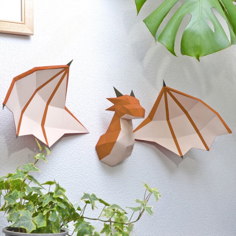 Papercraft Dragon Head: DIY Wall Mount Digital Pattern Create Your Own ...