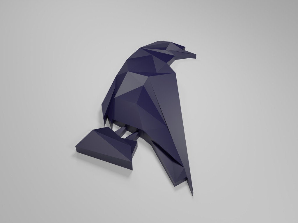 Papercraft Desk Raven Crow Paper 3D Template - Etsy