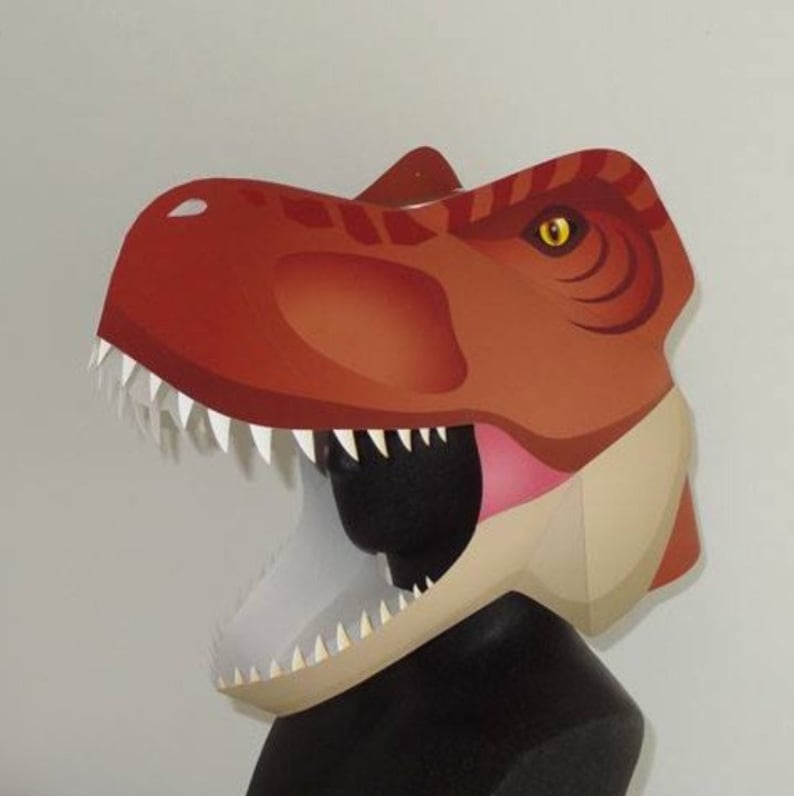 Papercraft T-rex Mask: DIY Dinosaur Digital Pattern - Roar Into ...