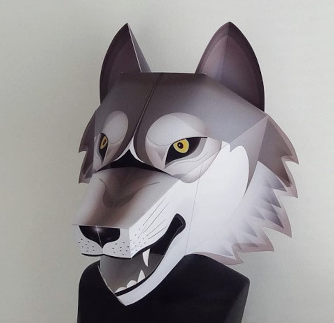 DIY Papercraft Wolf Mask 3D Template - Printable PDF - Etsy