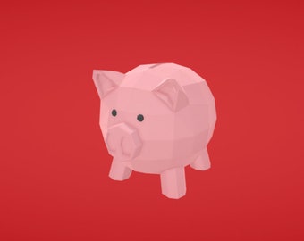 Papercraft Piggy Bank Paper 3D Template - Etsy