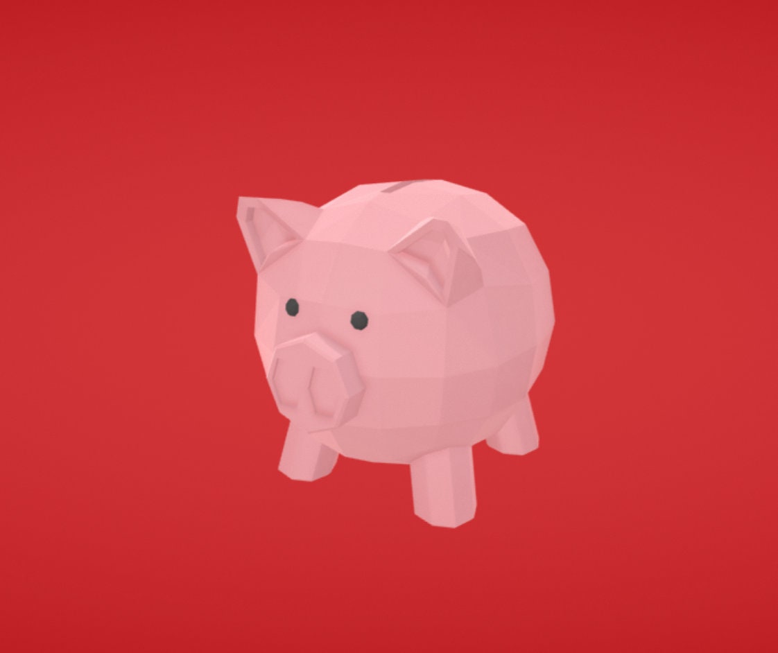 Papercraft Piggy Bank Paper 3D Template - Etsy