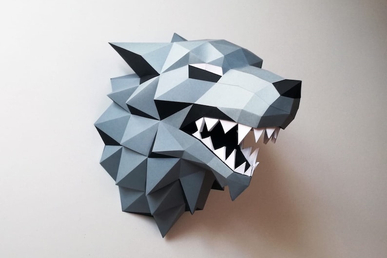 Paper Wolf Head Papercraft 3D Template - Etsy