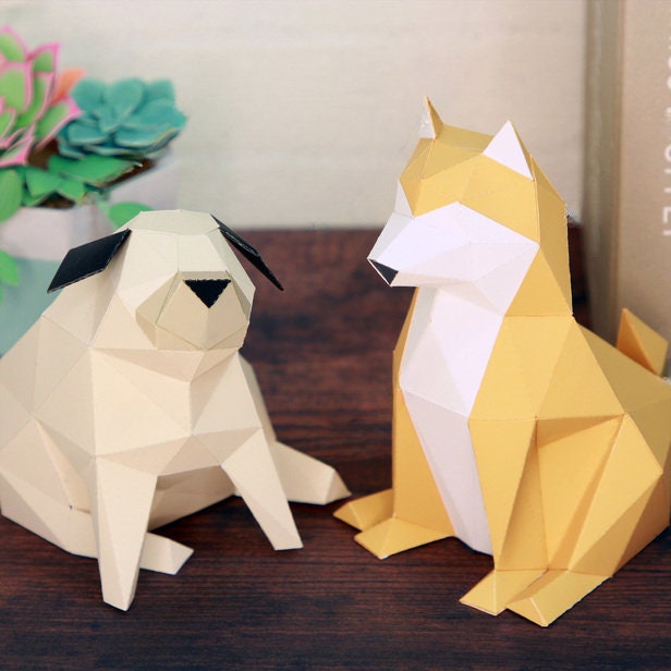 Papercraft Pug: DIY Dog Digital Pattern Create Your Own - Etsy Canada