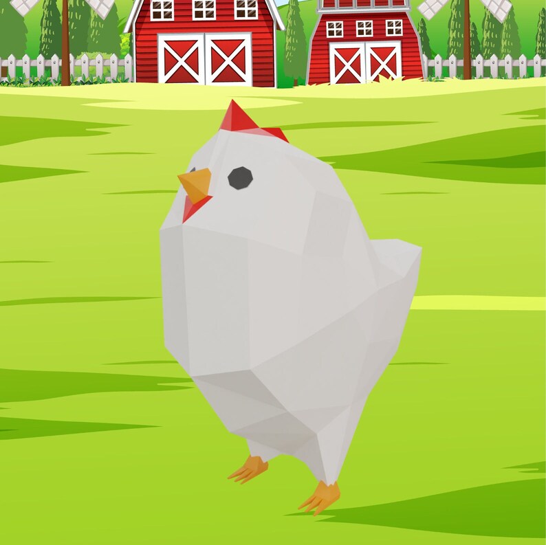 Papercraft Chicken Paper 3D Template - Etsy