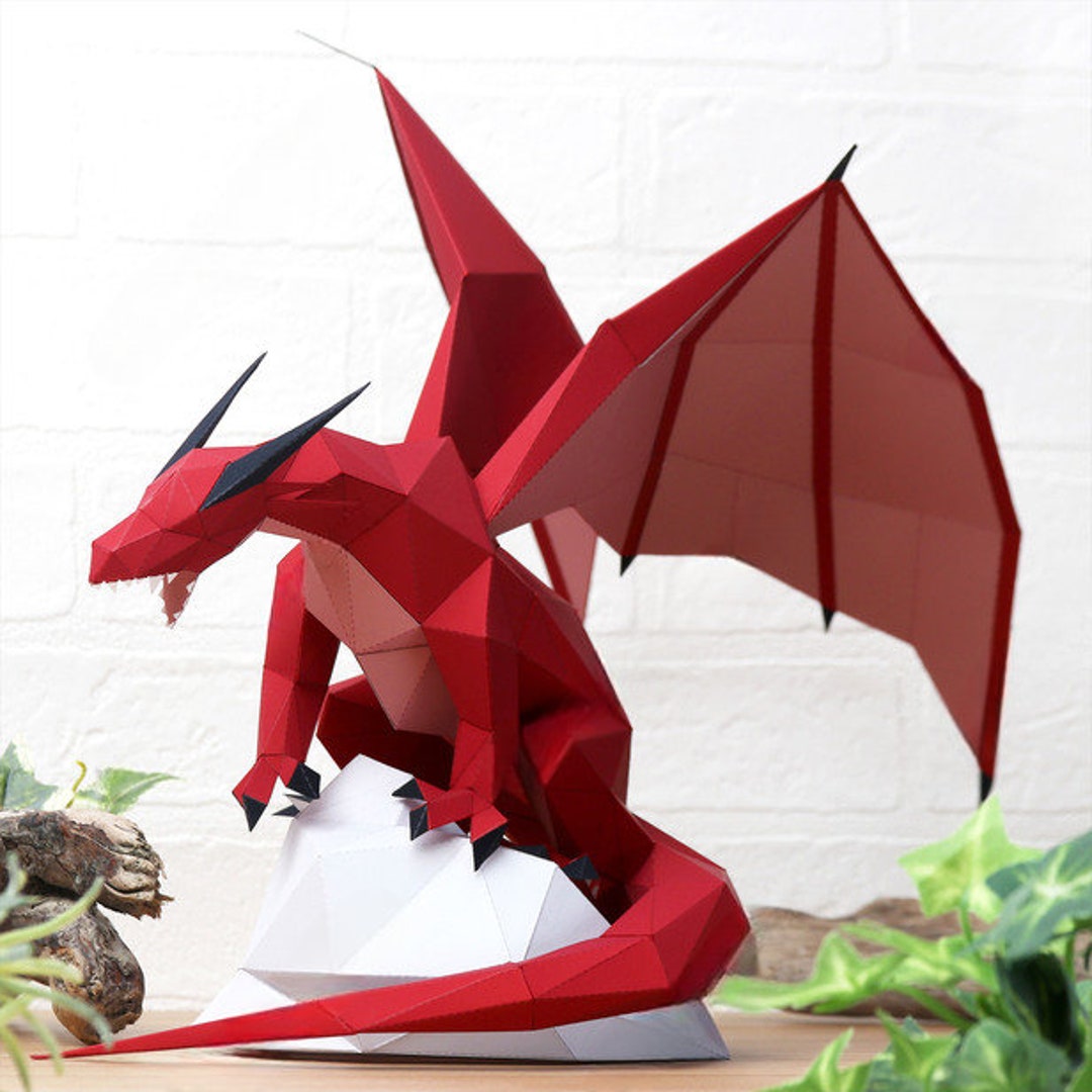 Papercraft Low Poly Dragon Template Digital Pattern DIY Printable Paper ...