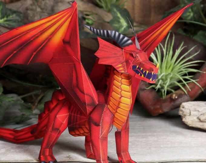 Red Dragon Paper Toy - DIY Paper Craft Kit - 3D Model Paper Figure ...