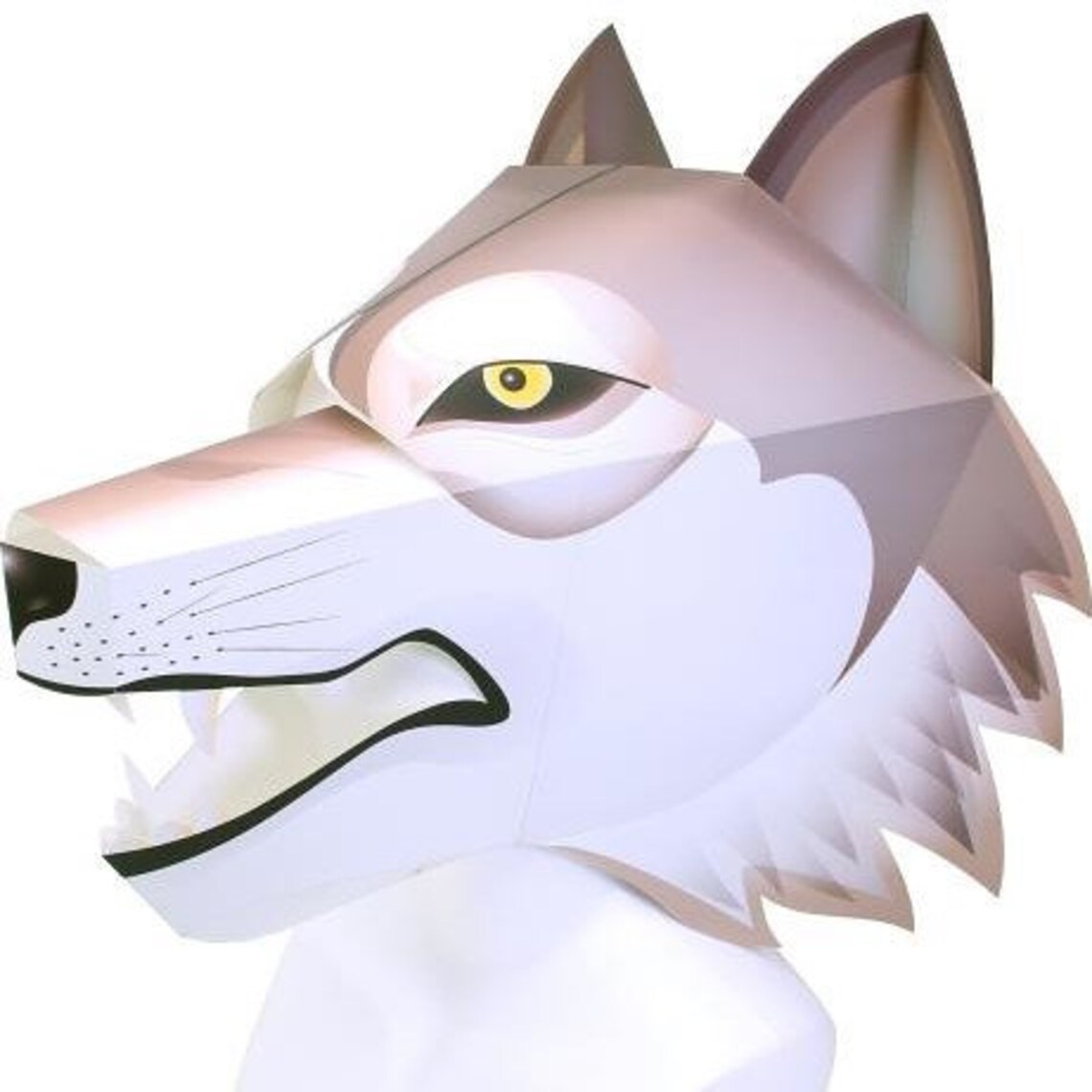 DIY Papercraft Wolf Mask 3D Template Printable PDF - Etsy