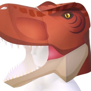 Papercraft T-rex Mask: DIY Dinosaur Digital Pattern - Roar Into ...