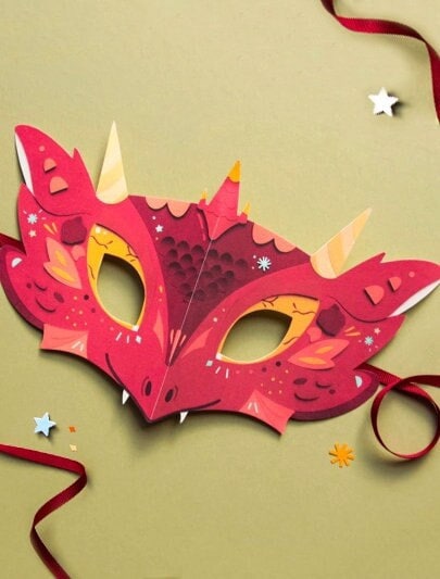 Papercraft Dragon Mask Template DIY Digital Pattern for Halloween ...