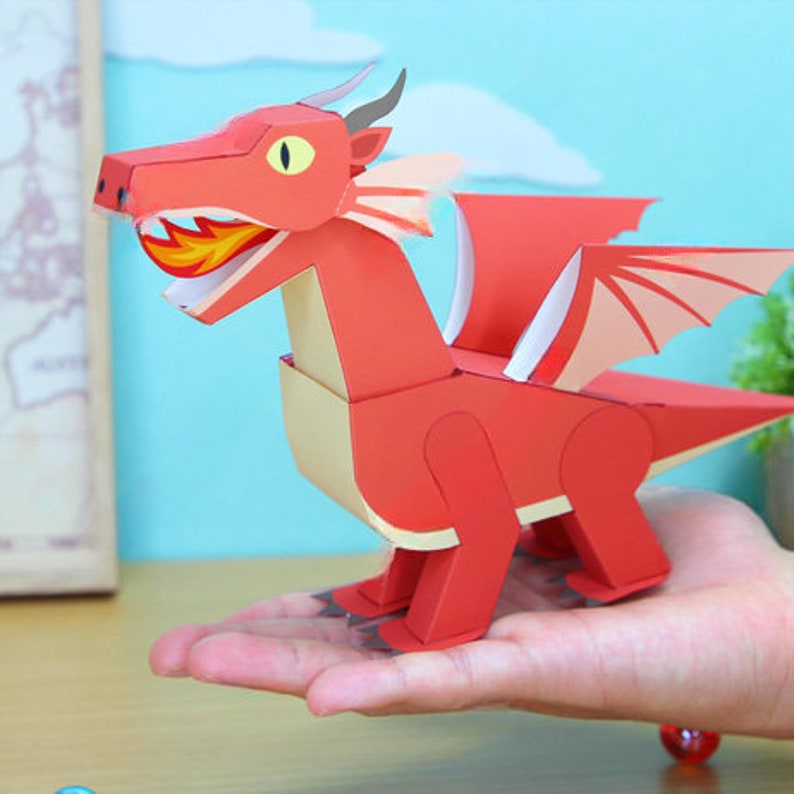 Papercraft Moving Dragon Template Digital Pattern | DIY Dragon ...