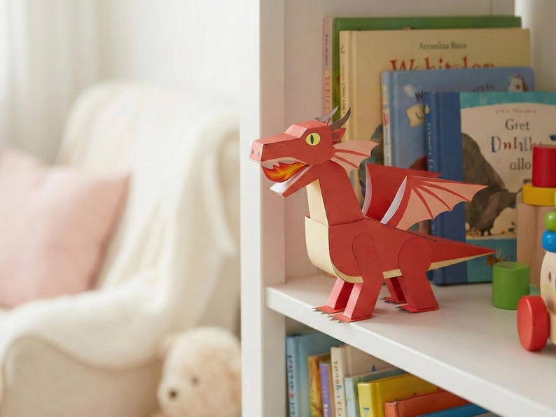 Moving Papercraft Dragon Template | DIY 3D Paper Model (digital ...