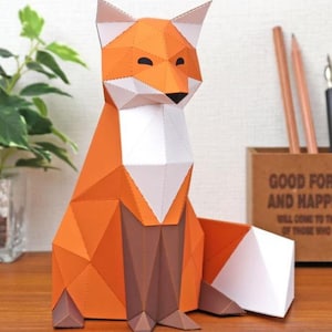3D Paper Fox Template | DIY Printable Papercraft (digital Pattern) - Etsy