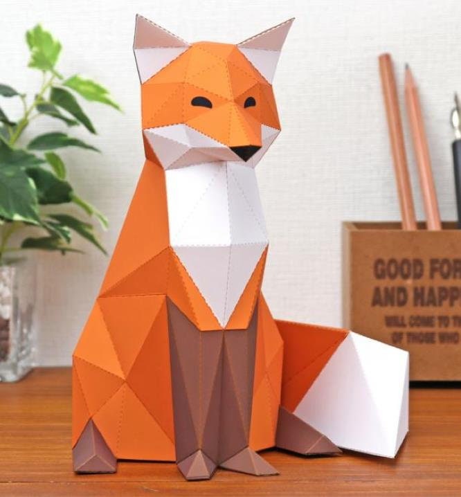 3D Paper Fox Template | DIY Printable Papercraft (digital Pattern) - Etsy