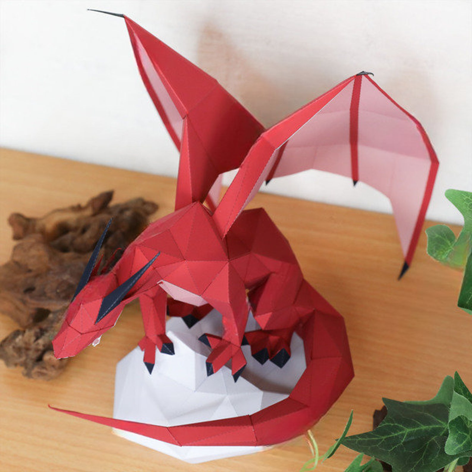 Papercraft Low Poly Dragon Template Digital Pattern DIY Printable Paper ...