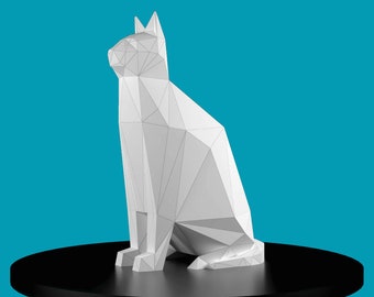 Yona DIY Frightened Cat Papercraft Kit, Abstract Low Poly 3D Origami ...