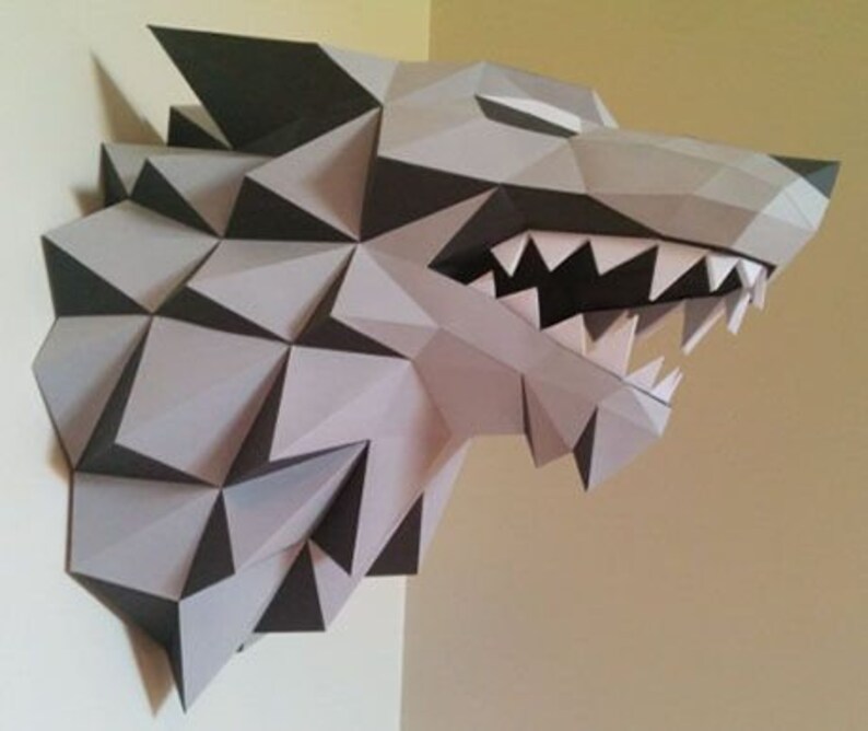 Paper Wolf Head Papercraft 3D Template - Etsy