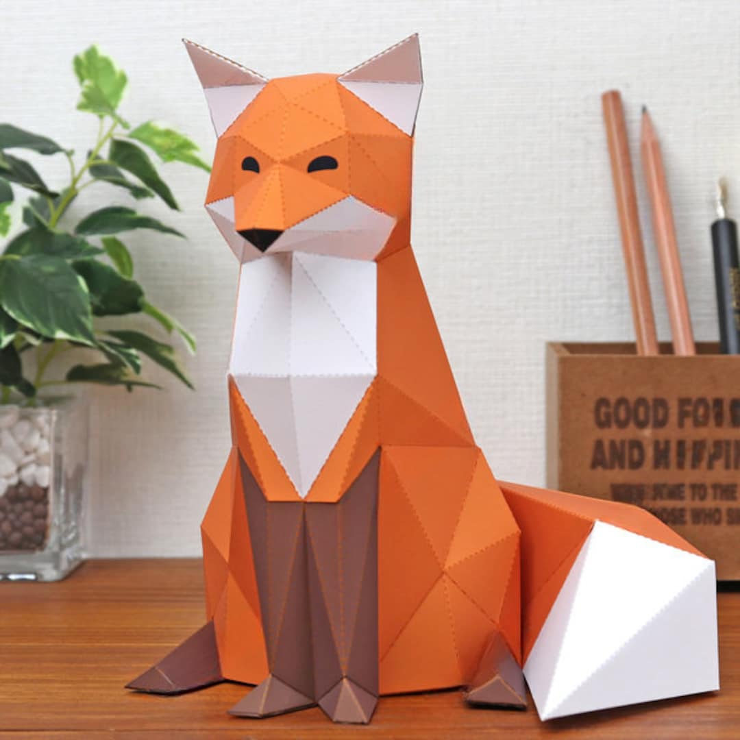 Papercraft Fox Template Digital Pattern | DIY Printable Fox Craft ...