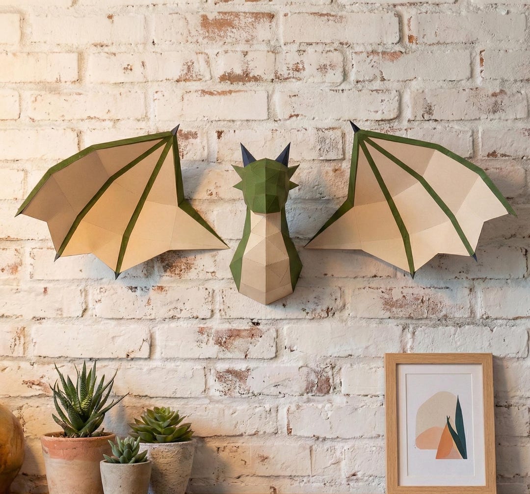 Papercraft Dragon Head: DIY Wall Mount Digital Pattern - Create Your ...
