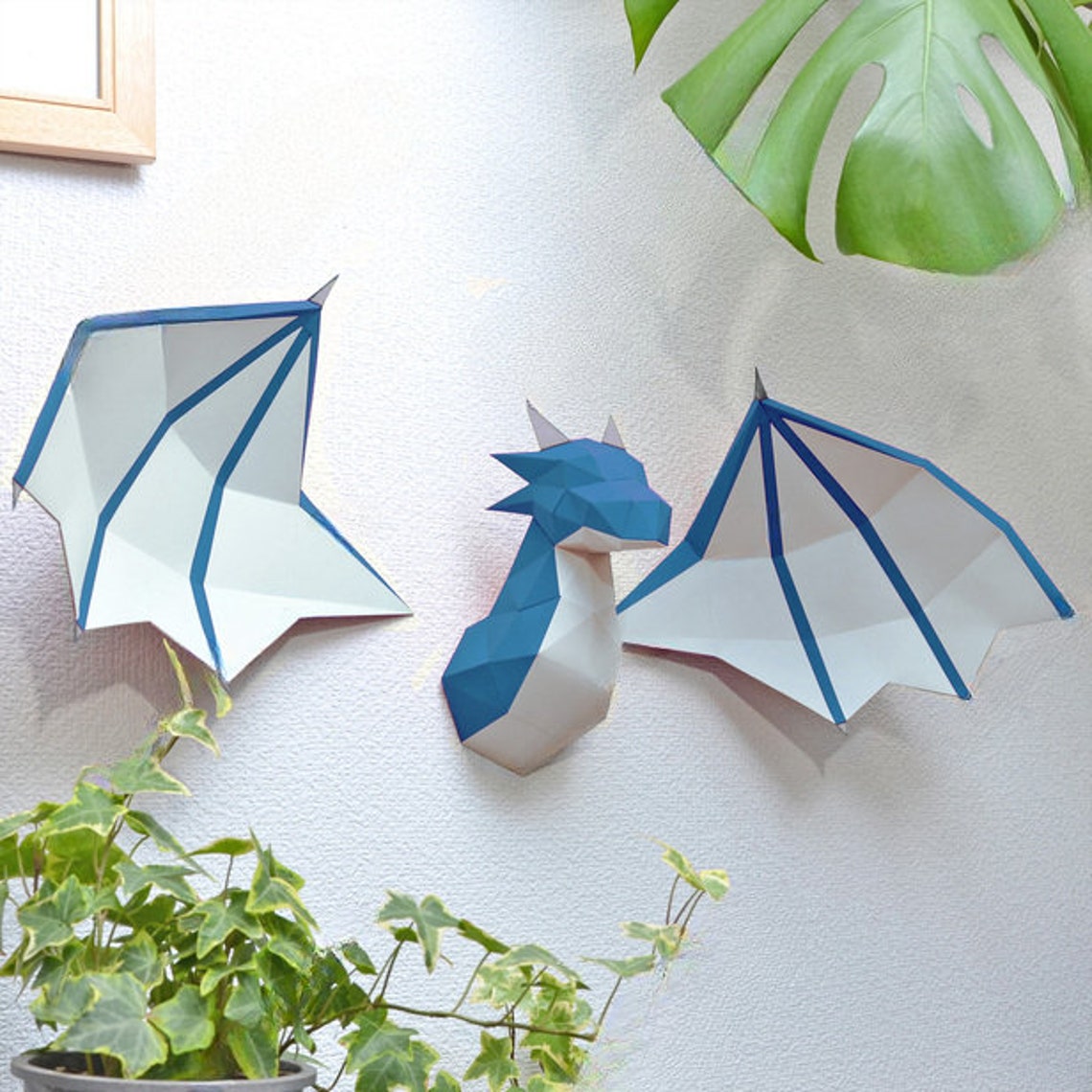 Papercraft Dragon Head: DIY Wall Mount Digital Pattern Create Your Own ...