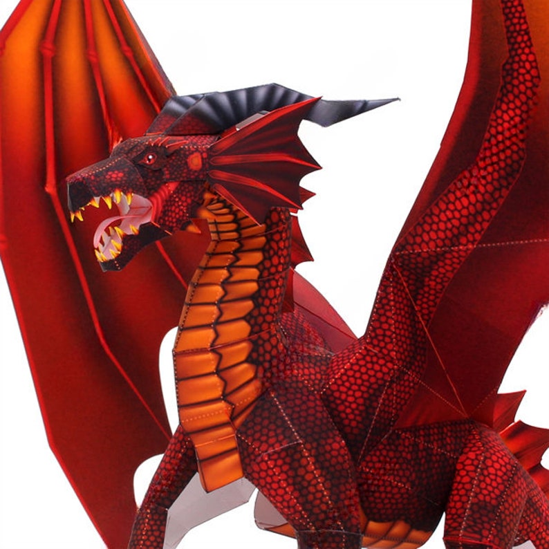 Papercraft Dragon 3D Template - Etsy
