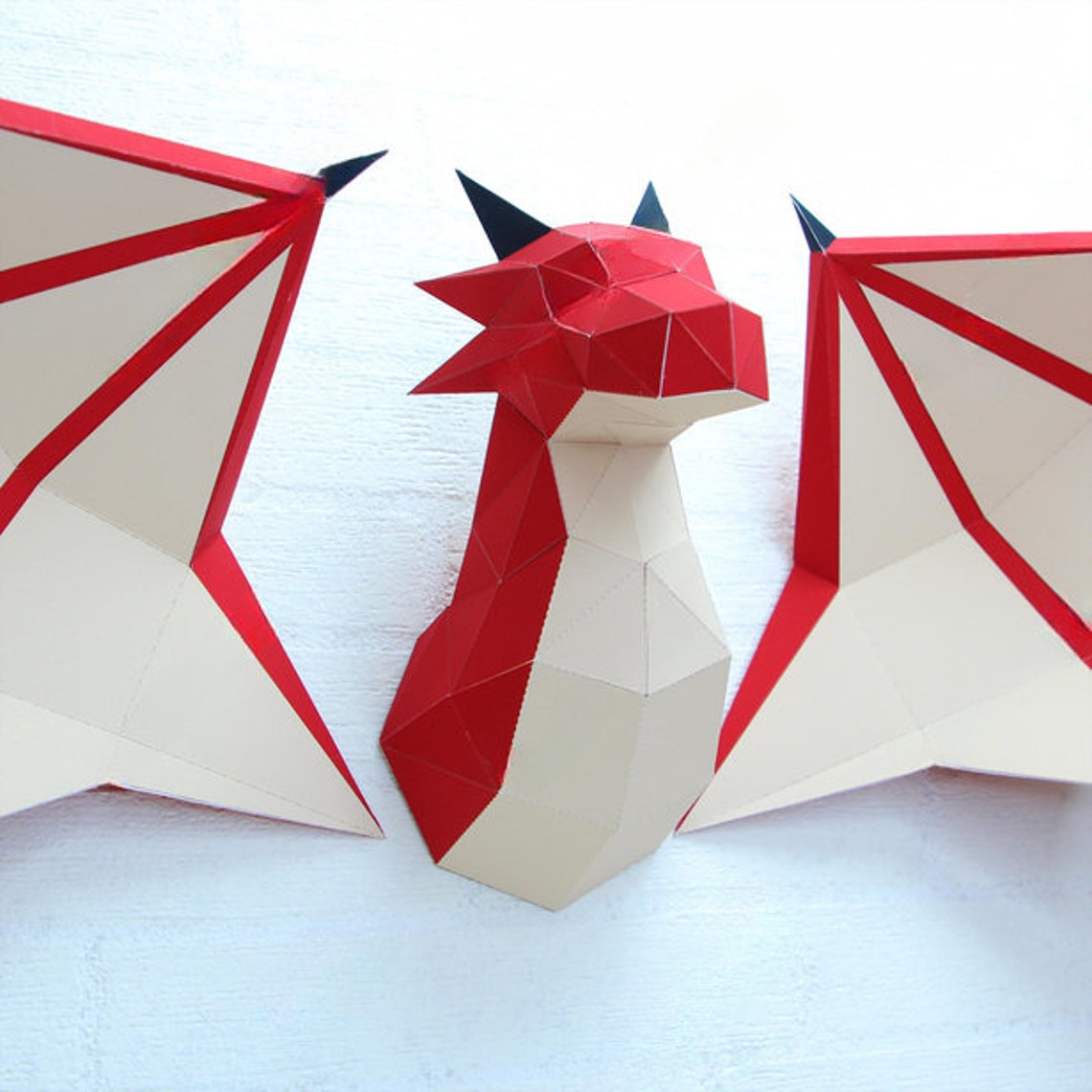Papercraft Dragon Head: DIY Wall Mount Digital Pattern - Create Your ...