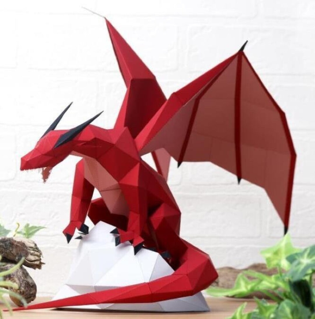 Papercraft Low Poly Dragon 3D Template - Etsy Ireland