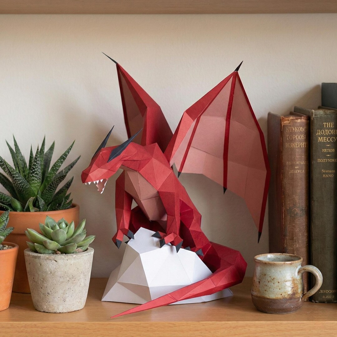 Low Poly Paper Dragon Template | DIY 3D Sculpture (PDF Pattern) - Etsy