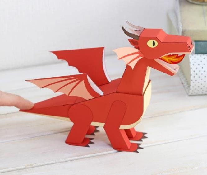Papercraft Moving Dragon Template Digital Pattern | DIY Dragon ...